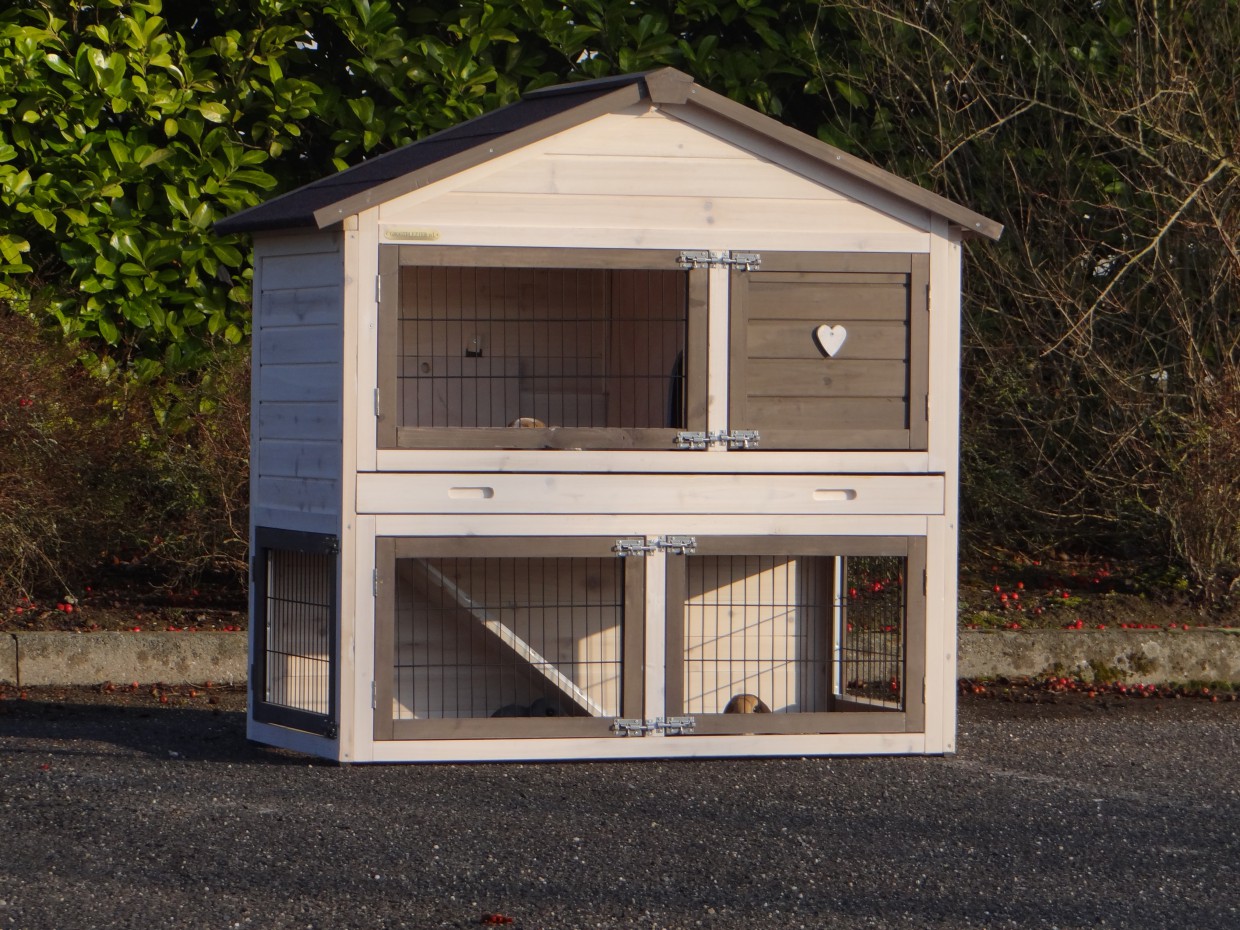 Konijnenhok Regular Medium met aanbouw universal rechts